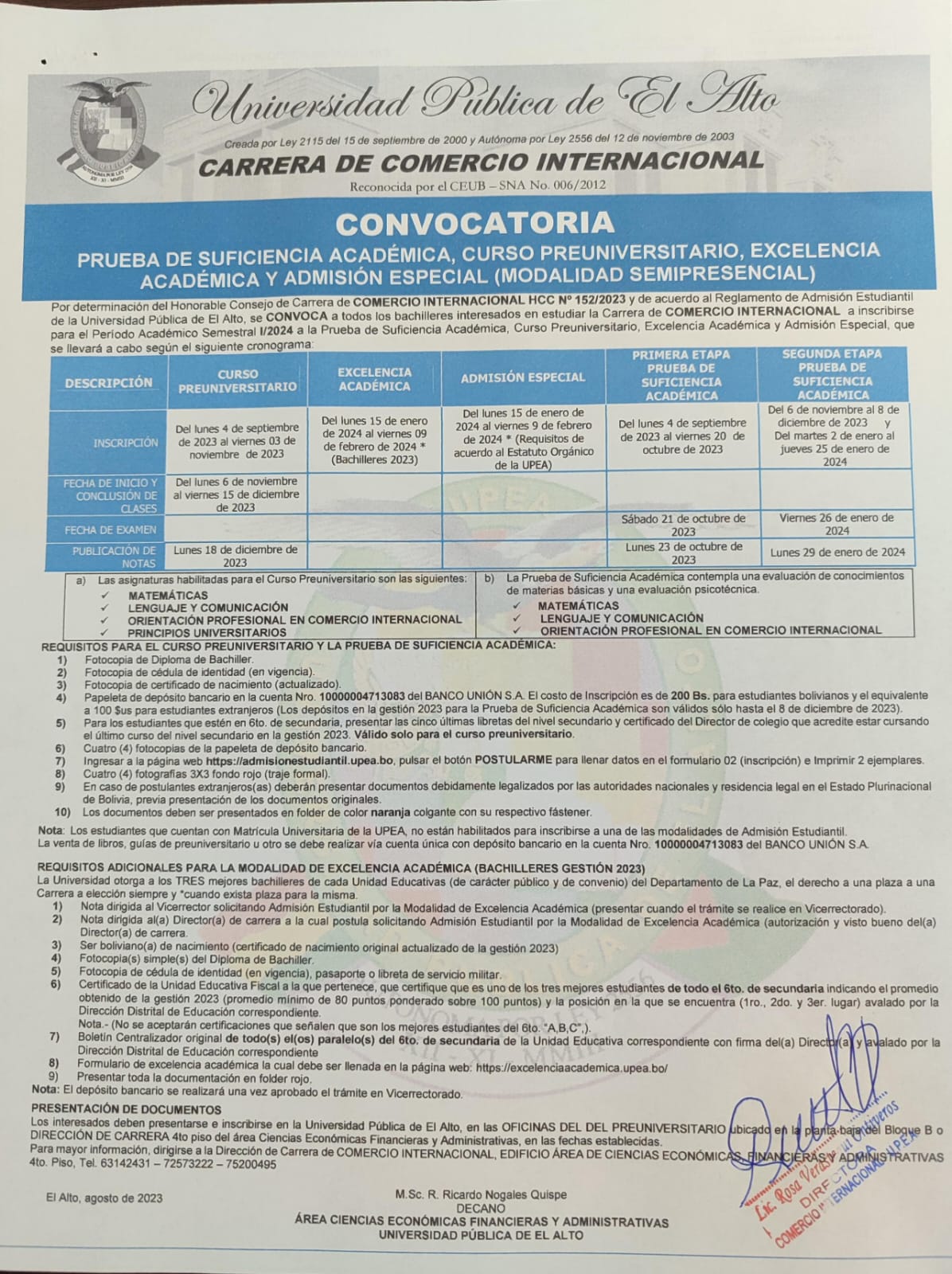 Admisión Estudiantil - UPEA
