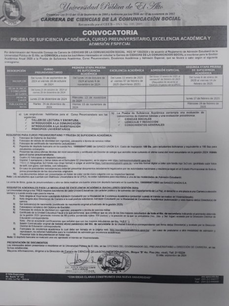 Admisión Estudiantil - UPEA