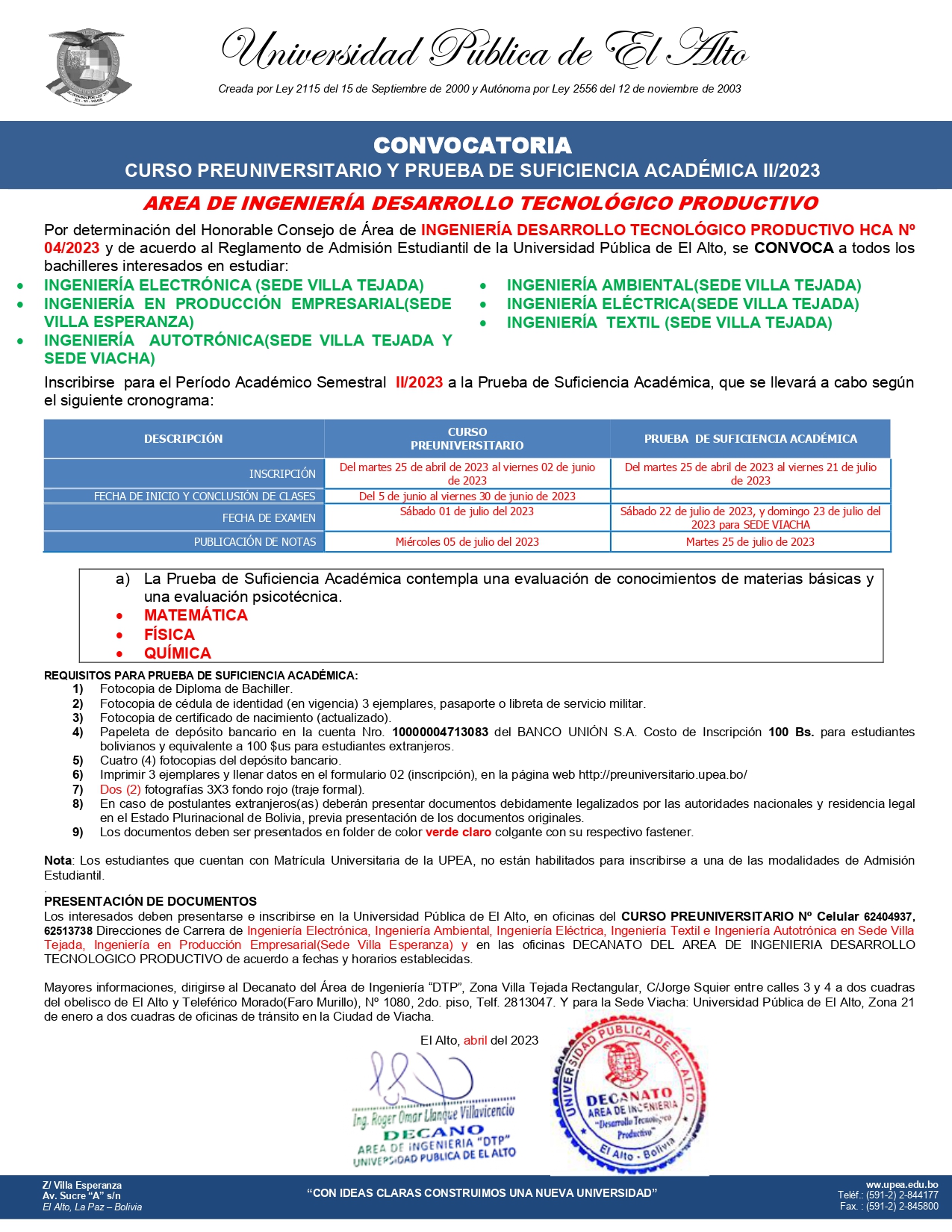 Admisión Estudiantil-UPEA