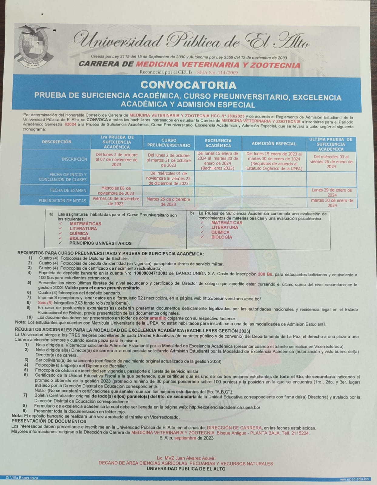 Admisión Estudiantil - UPEA