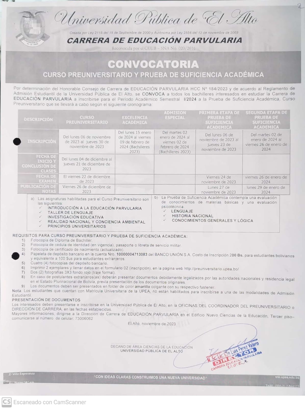 Admisión Estudiantil - UPEA