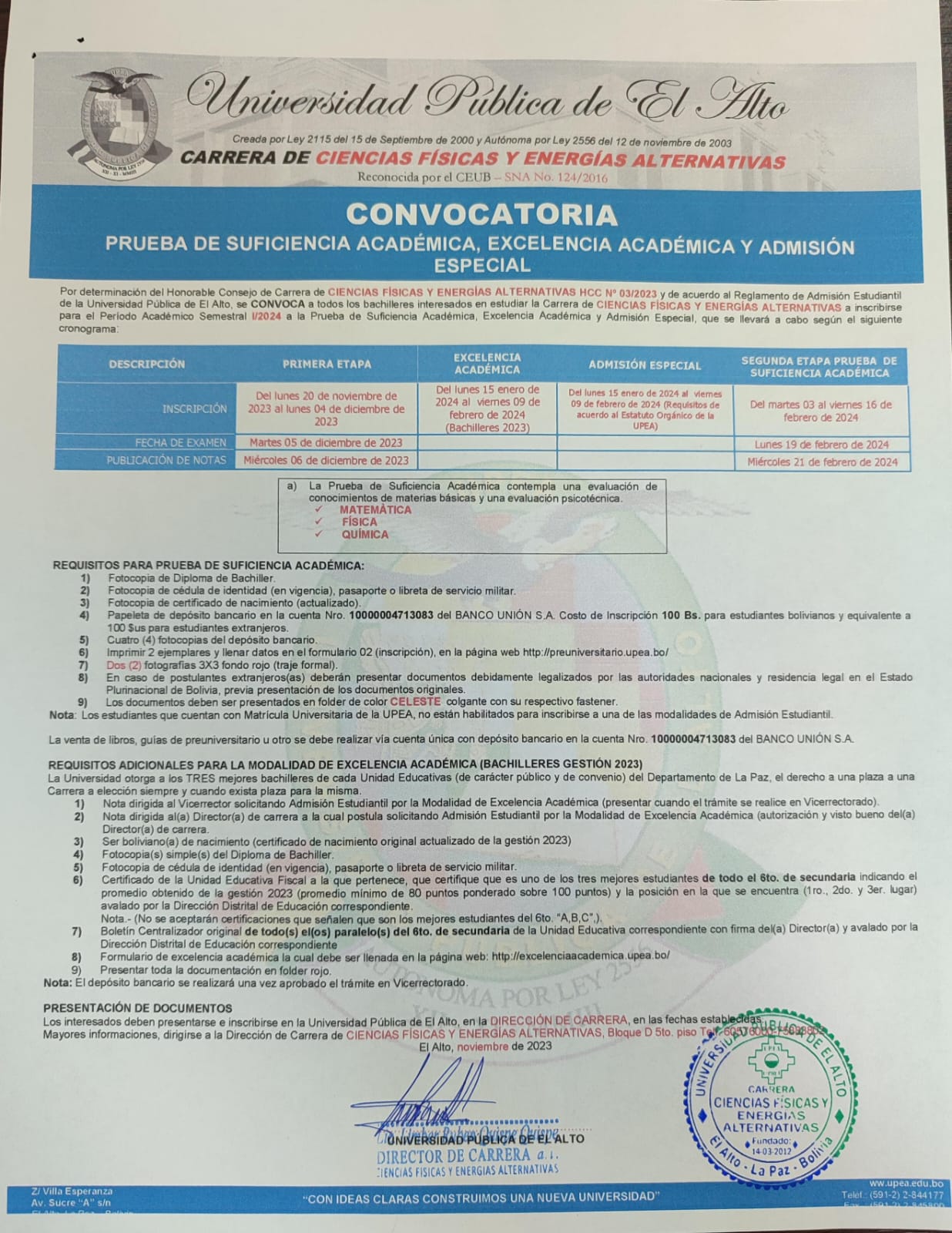 Admisión Estudiantil - UPEA