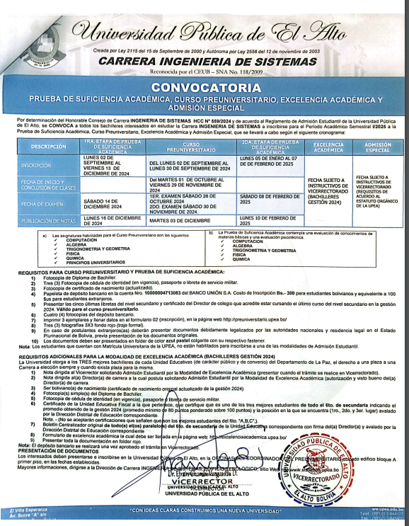 Admisión Estudiantil-UPEA
