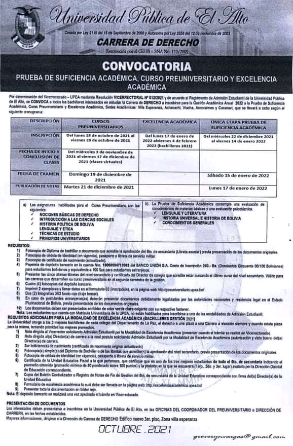 Admisión Estudiantil - UPEA