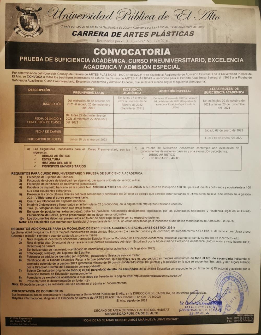 Admisión Estudiantil - UPEA