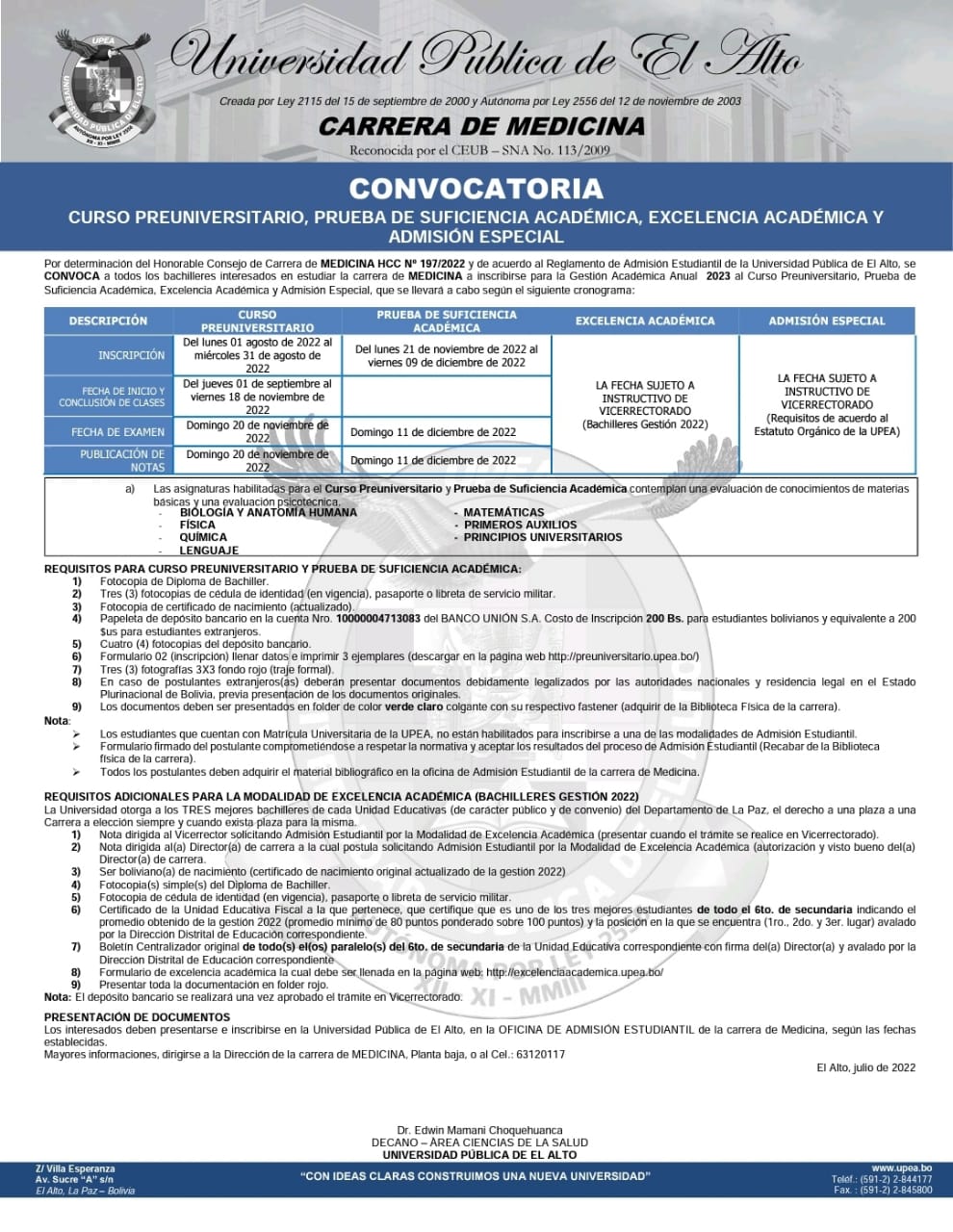 Admisión Estudiantil-UPEA