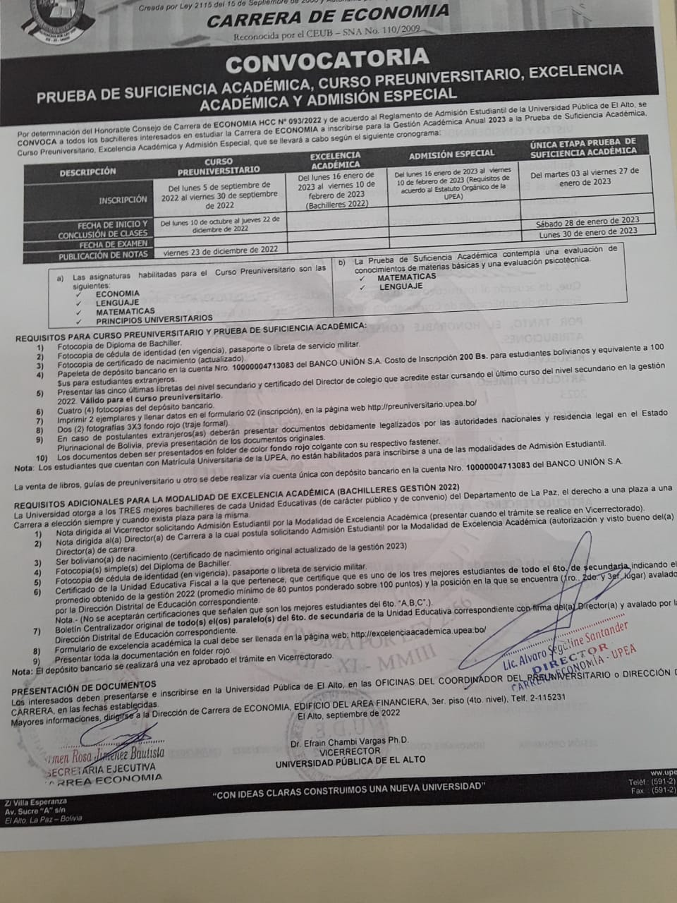 Admisión Estudiantil-UPEA