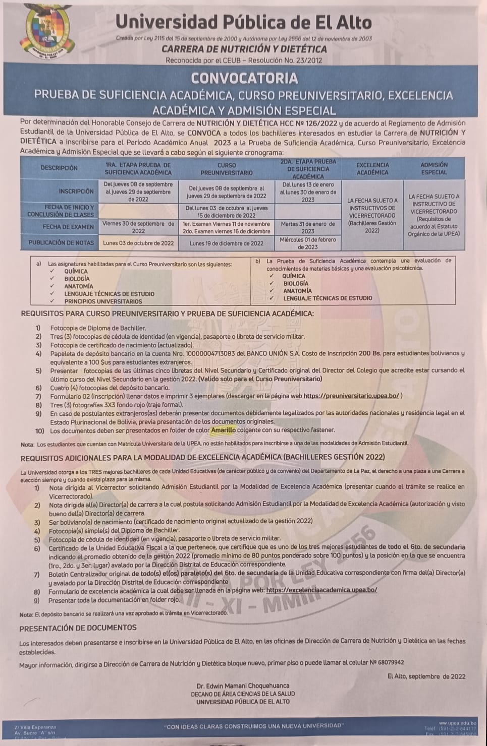 Admisión Estudiantil-UPEA