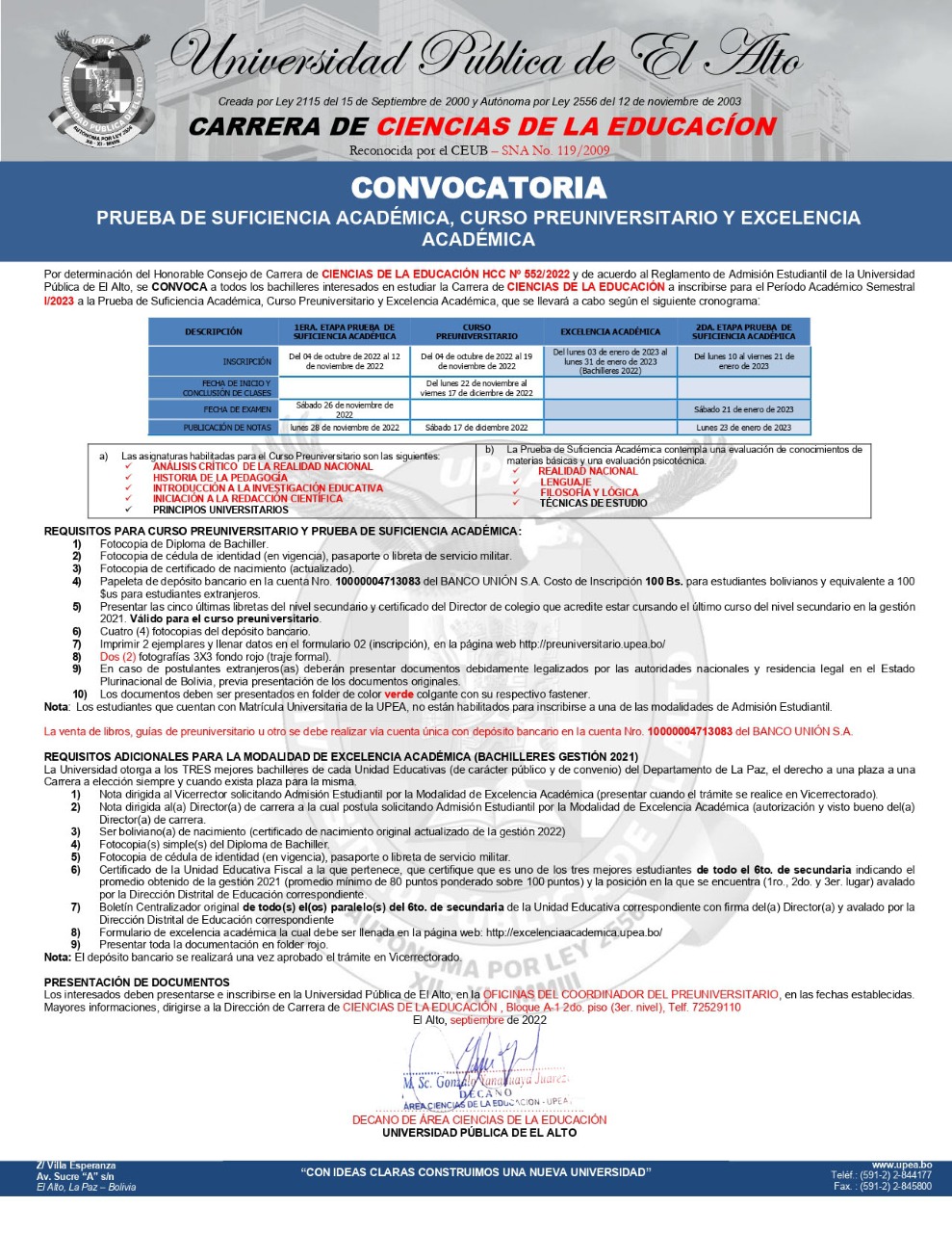 Admisión Estudiantil-UPEA