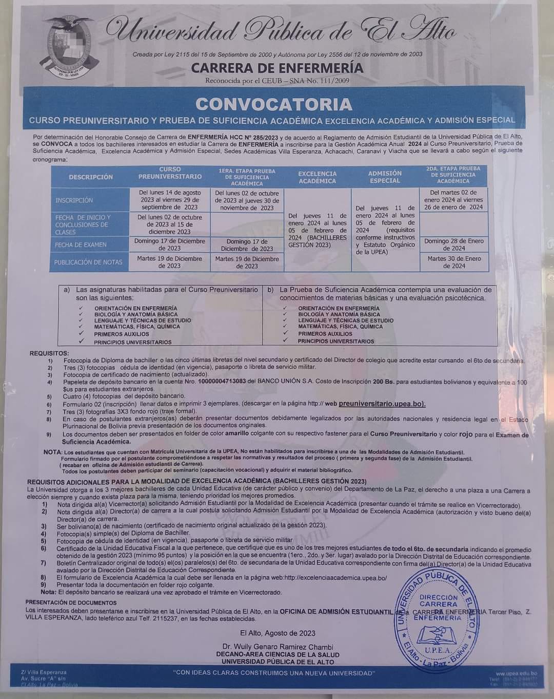 Admisión Estudiantil - UPEA