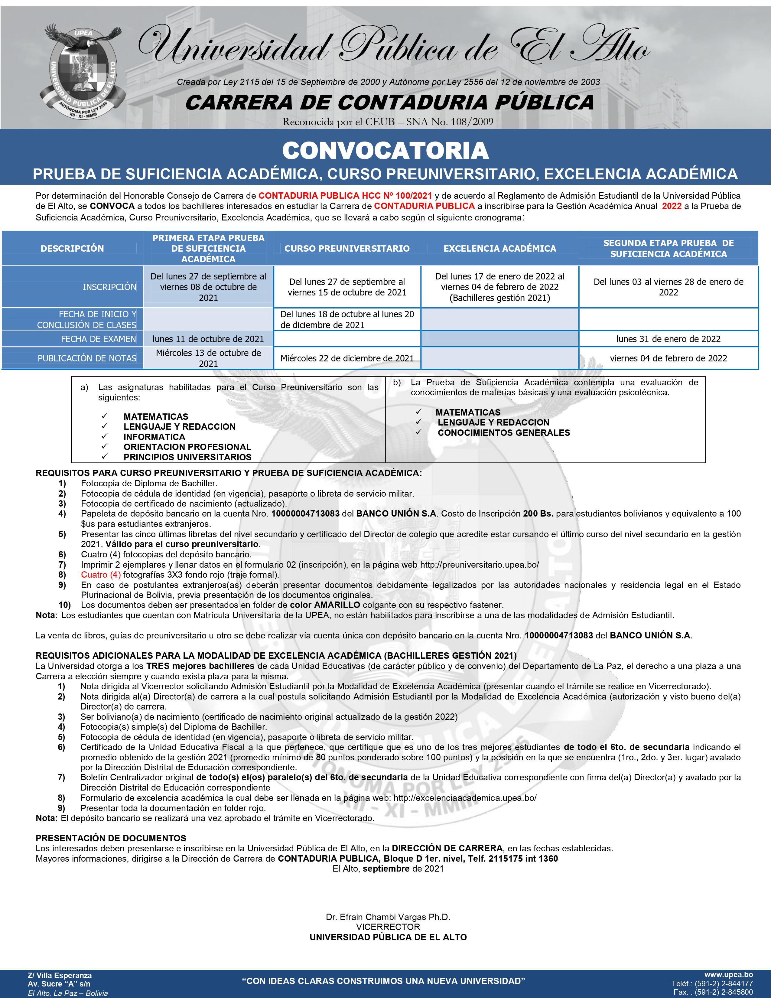 Admisión Estudiantil - UPEA