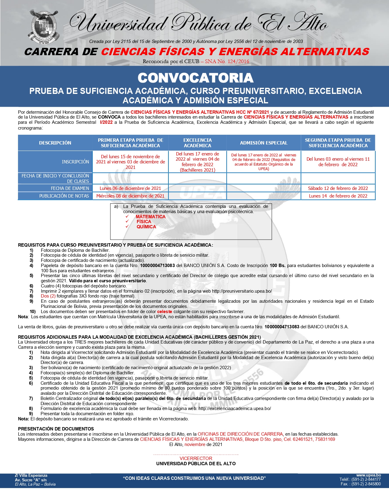 Admisión Estudiantil-UPEA