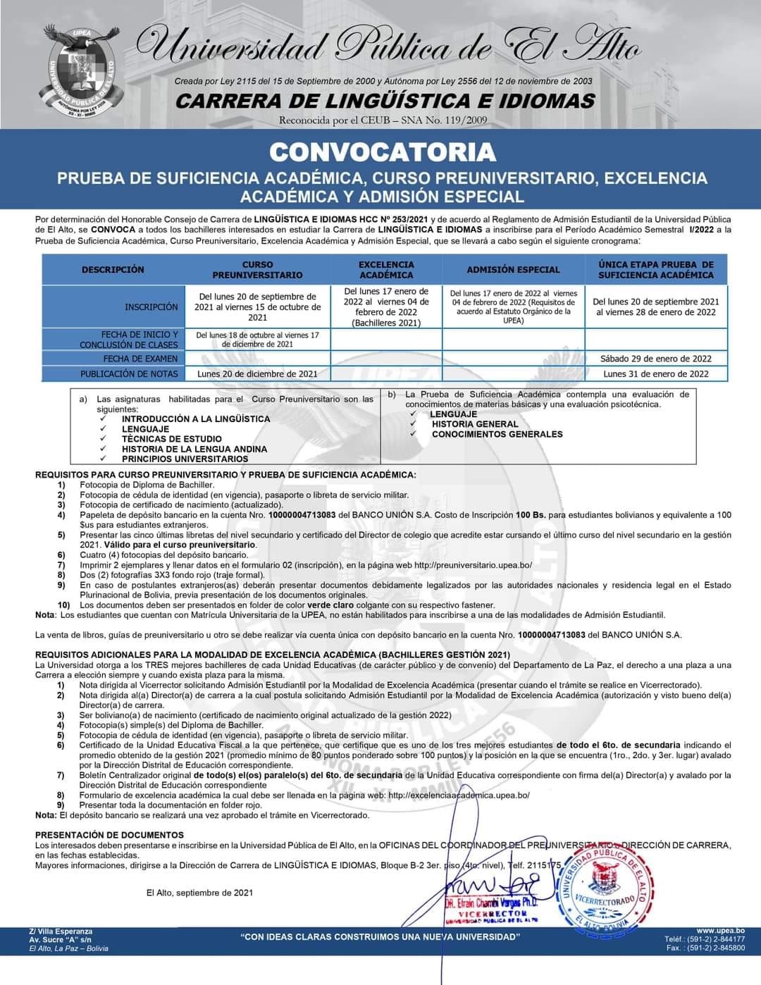 Admisión Estudiantil - UPEA