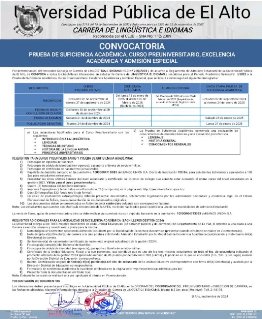 Admisión Estudiantil - UPEA
