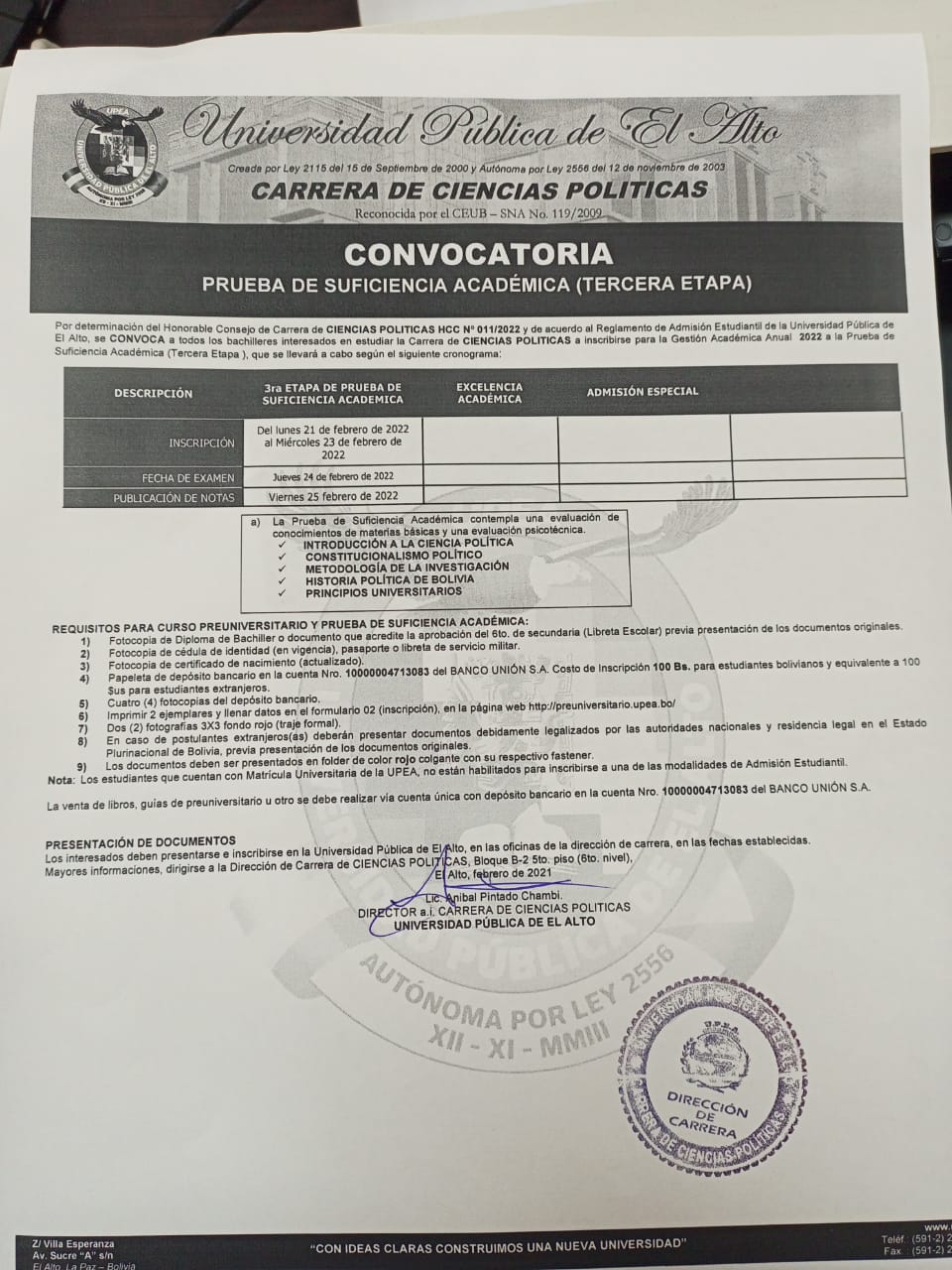 Admisión Estudiantil-UPEA